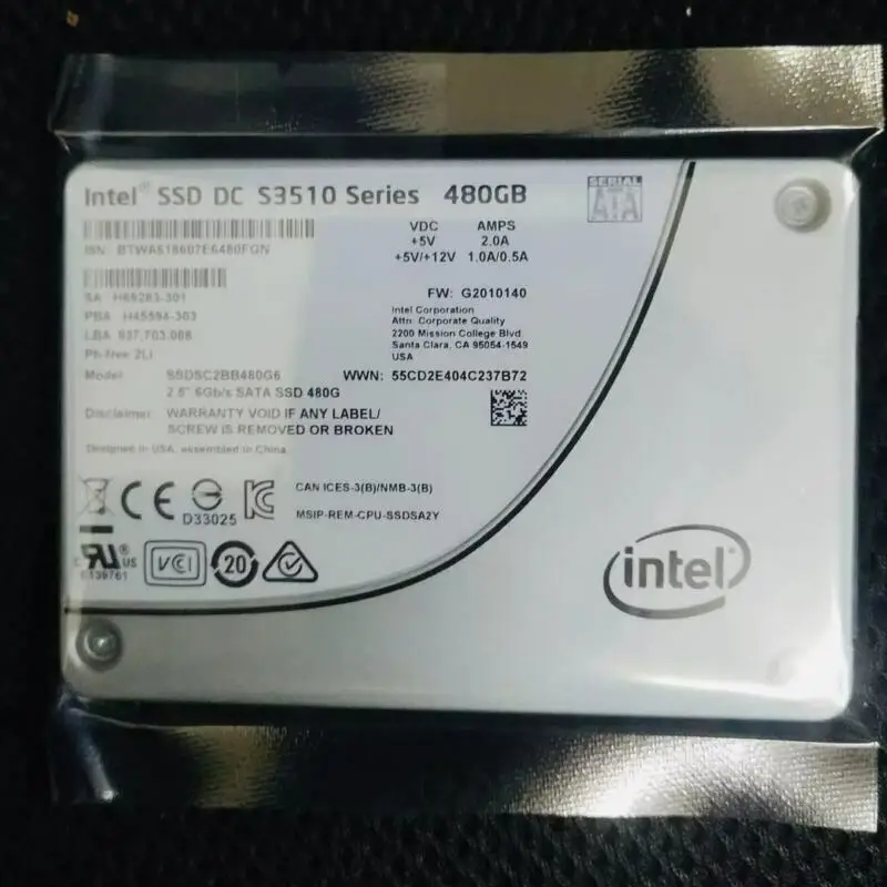 인텔 120GB 240GB 480GB 1.6TB S3510 SSD 2.5 "SATA 6 Gb/s 엔터프라이즈 SSD, DC 시리즈 SSDSC2BB480G6