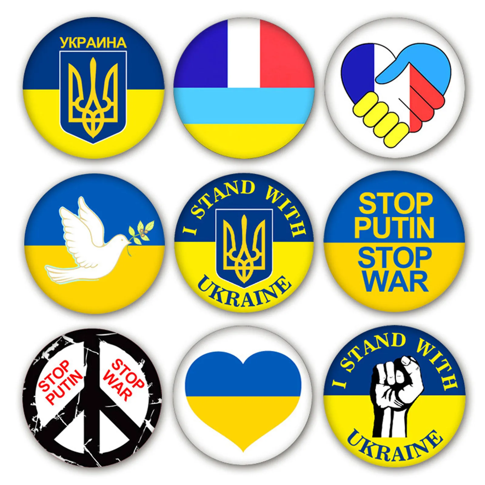 1/10pcs Ukraine Flag Button Pin Badges 25/57mm 1/2.25 Inch Ukrainian ...