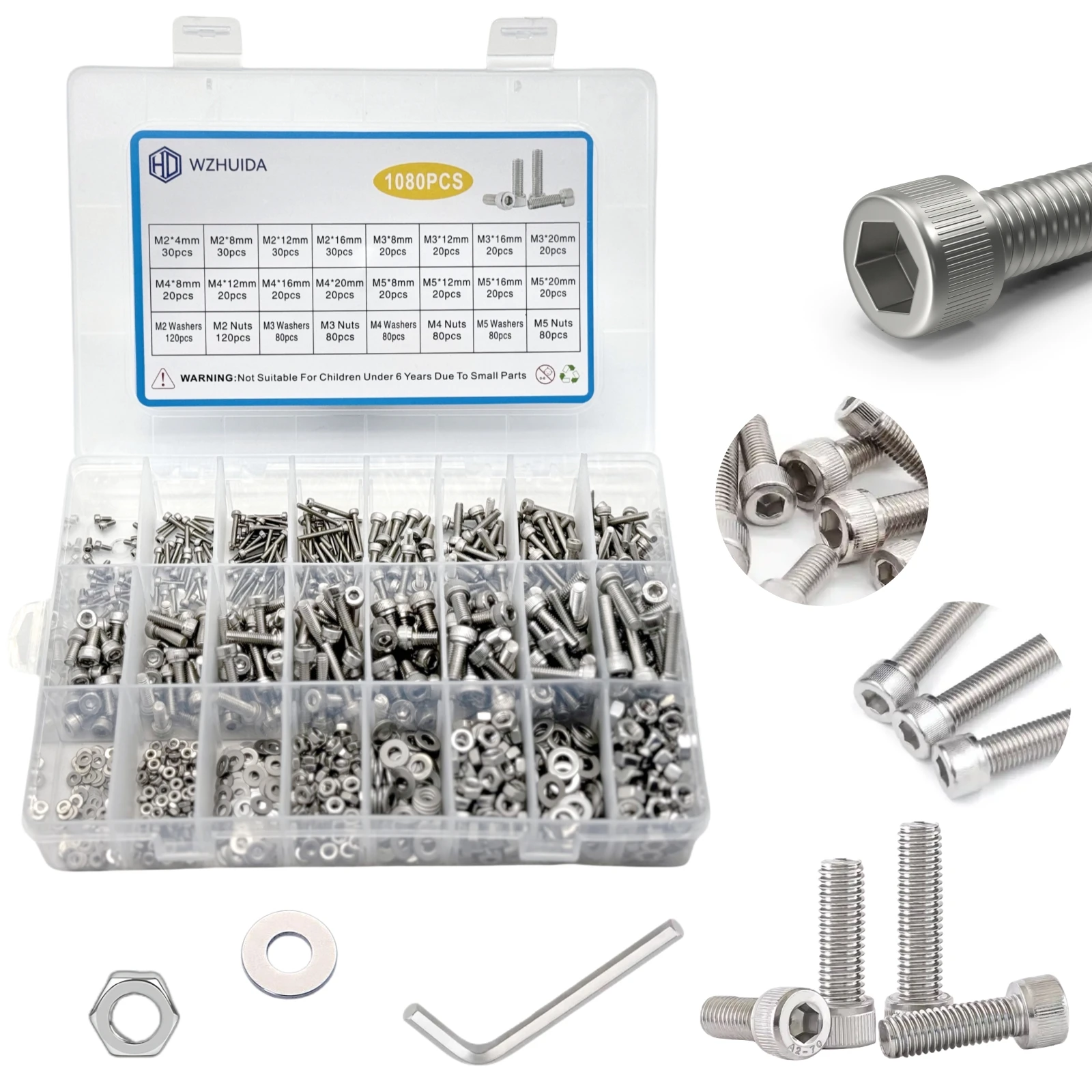 1080Pcs-M2-M3-M4-M5-Screw-Assortment-Metric-Hex-Socket-Head-Cap-Bolts ...