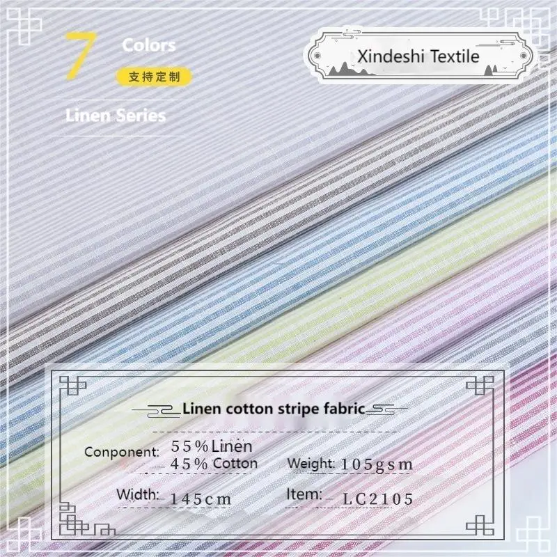 Woven-organic-55-linen-45-cotton-stripe-linen-fabric-plaid-field-grid ...
