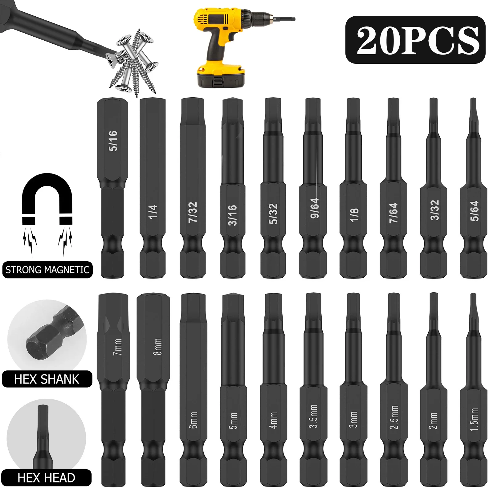 20Pcs-Hex-Bit-Set-Allen-Wrench-Screwdriver-Socket-Set-S2-Alloy-Steel ...