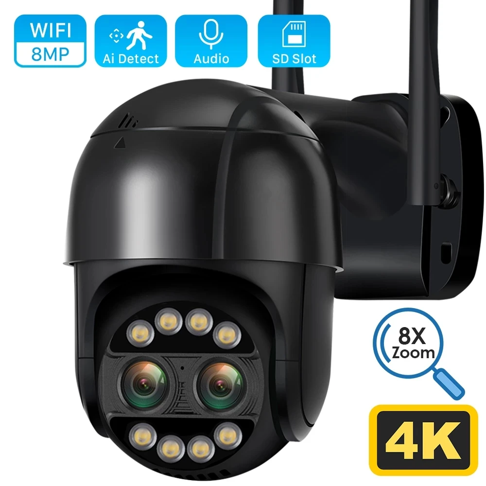 8mp 4k 2.8mm + 12mm lente dupla 8x híbrido zoom ptz câmera ip wi fi ...