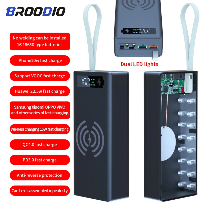 Dual USB 16*18650 Battery Storage Boxes QC3.0 Quick Charge For ...