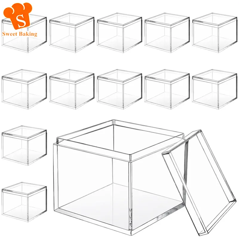 12Pc-Clear-Acrylic-Candy-Box-Transparent-Plastic-Square-Cube-Cake ...