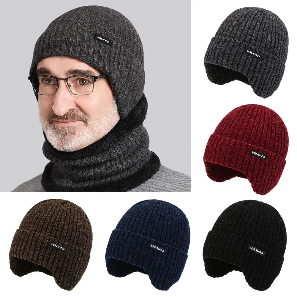 Men-Soft-Windproof-Knitted-Hat-Fleece-Lined-Wool-Hats-Solid-Color-Ear ...