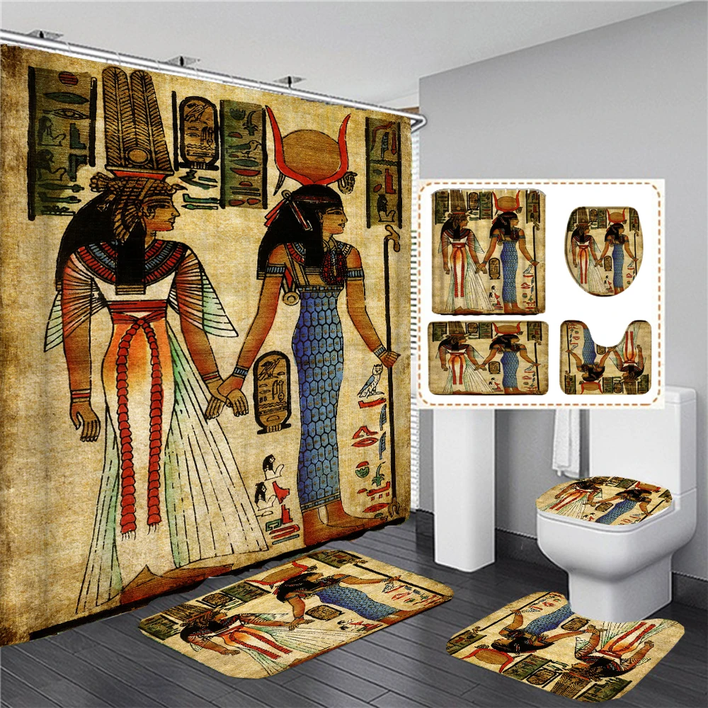Retro style Egyptian Pharaohs Printed Shower Curtain Waterproof ...