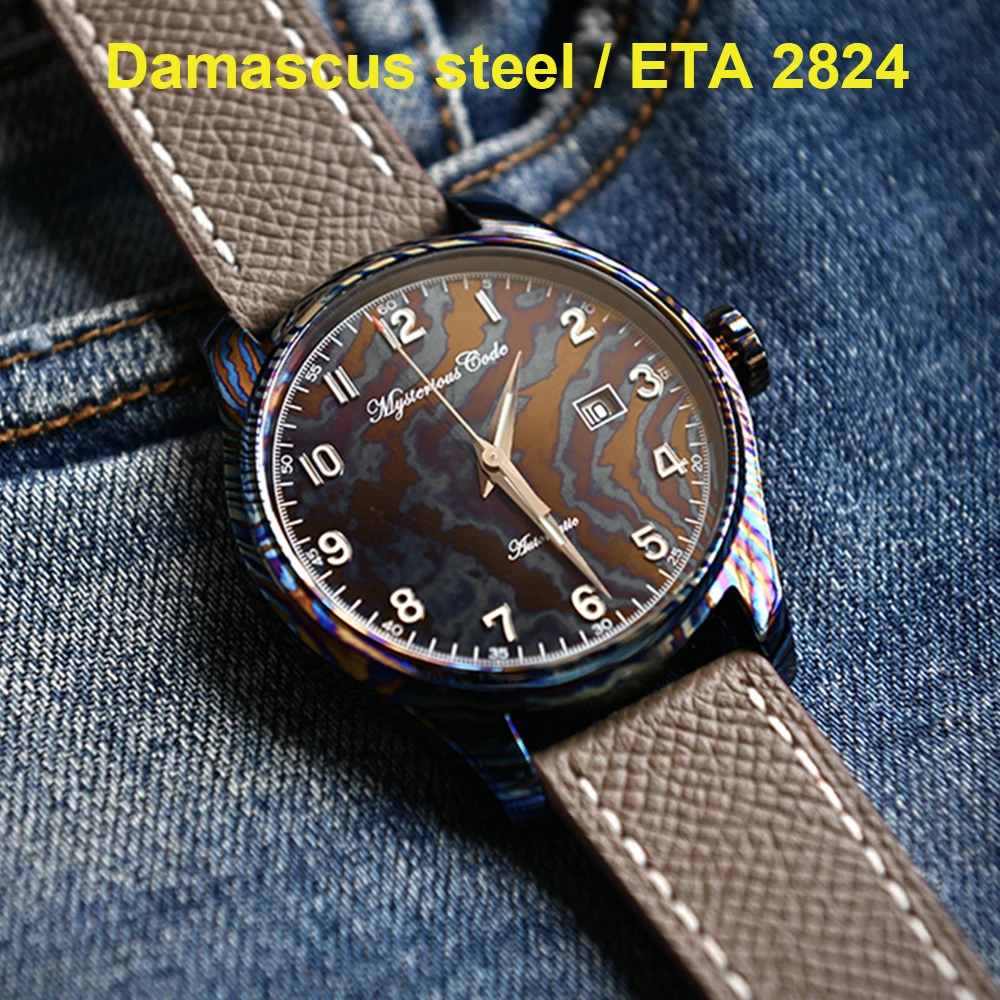 Eta 2824 Automatic Watch Men Limited Edition Damascus Steel Watches ...