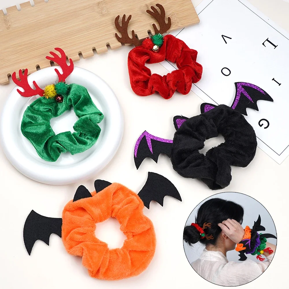 Cute Cartoon Bat Spider Demon Halloween Hair Scrunchies Christmas ...