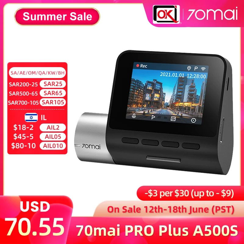 70mai Dash Cam Pro Plus A500 1944p Car Dvr 70mai A500s Built In Gps ...