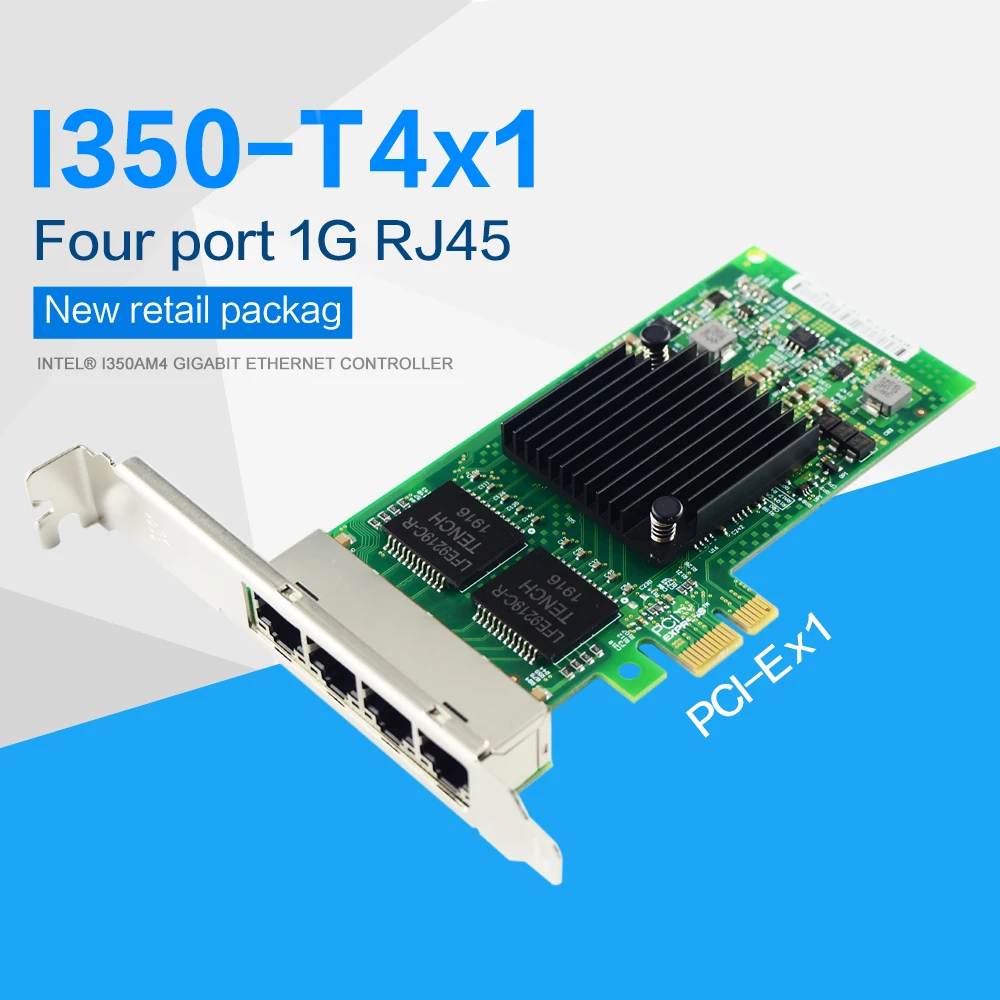 I350-T4 4-Port Gigabit Ethernet PCI-Express X1 intel I350AM4 Server Adapter Network Card