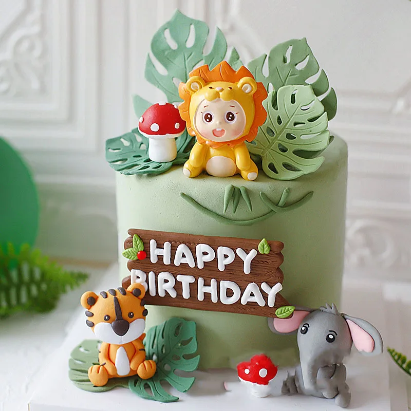 Woodland-Animals-Cake-Decor-Happy-One-1st-Birthday-Party-Jungle-Forest ...