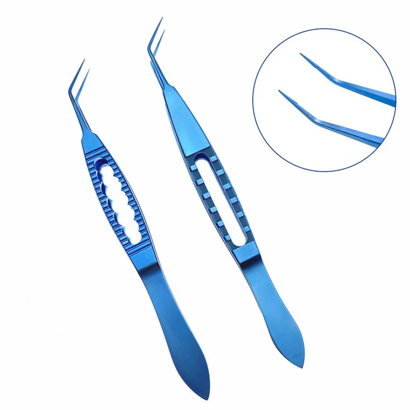 Titanium Forceps Angle Shaft Toothless tweezers Eyelid forceps ...