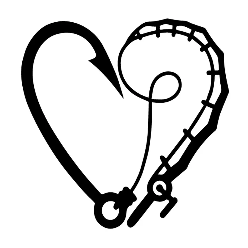 Fishing Hook Heart Decal