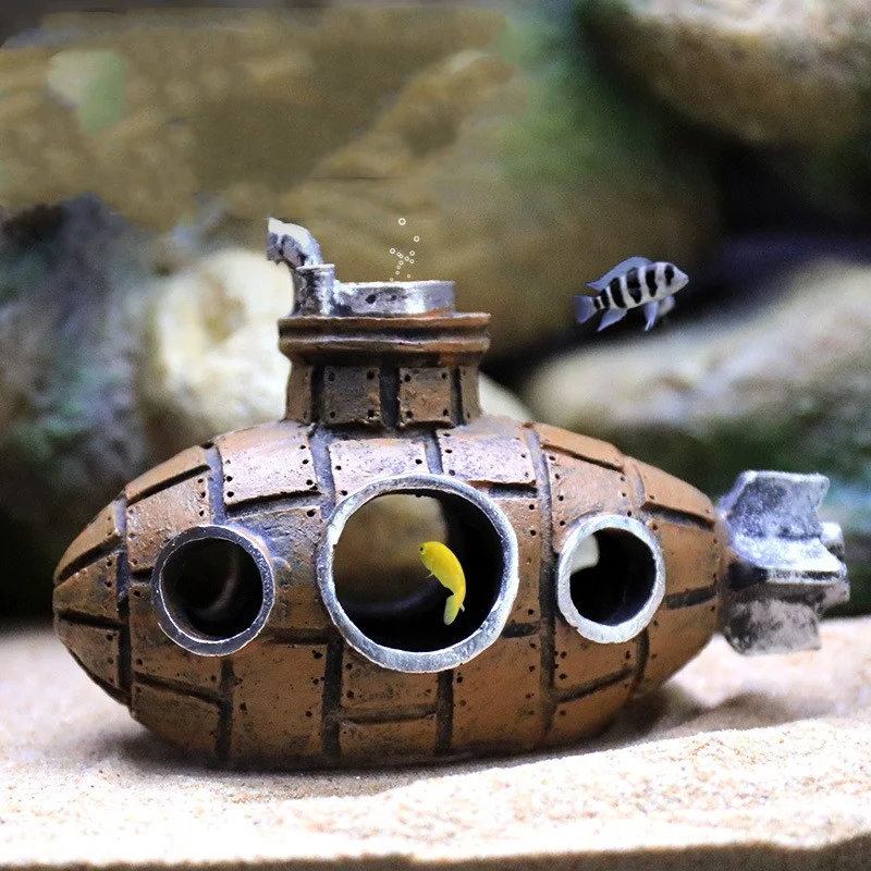 Aquarium-Fish-Tank-Decorations-Landscape-Submarine-Wreck-Ship-Vintage ...