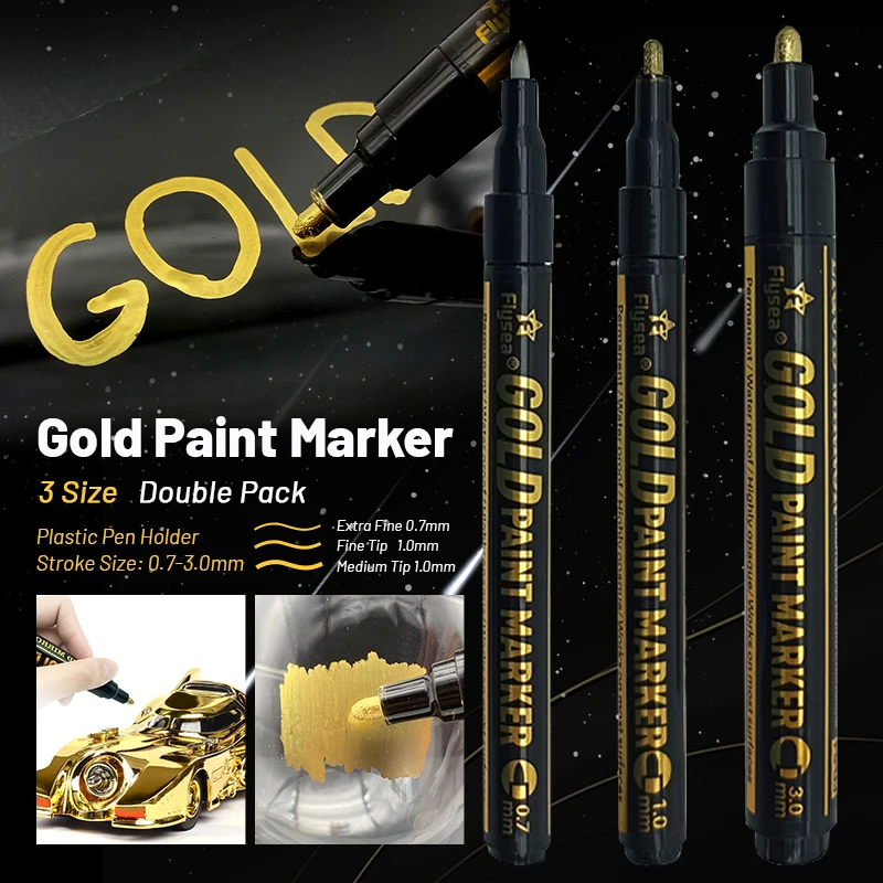 3Pack-Gold-Chrome-Marker-Permanent-Liquid-Mirror-Pen-Gold-Paint-for ...