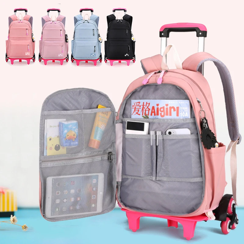 2023-Student-School-bag-Rolling-Backpack-kids-Trolley-bag-girl-school ...