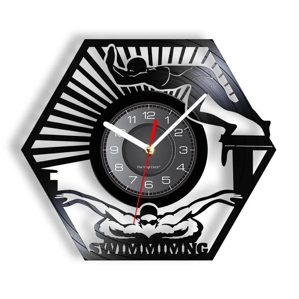Home & Living Home Décor Vinyl Wall Clock Swimming Swimming Swimming ...