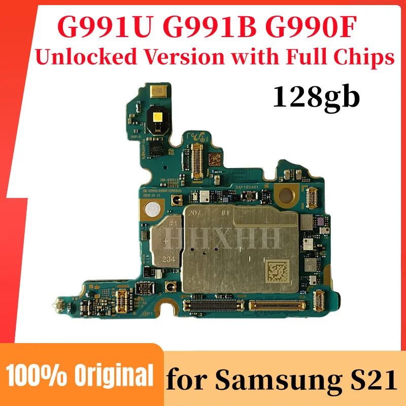 잠금 해제 오리지널 마더보드, 삼성 갤럭시 S21 5G G991U G991B 4G G990F 메인보드, 풀 칩 안드로이드 OS ...