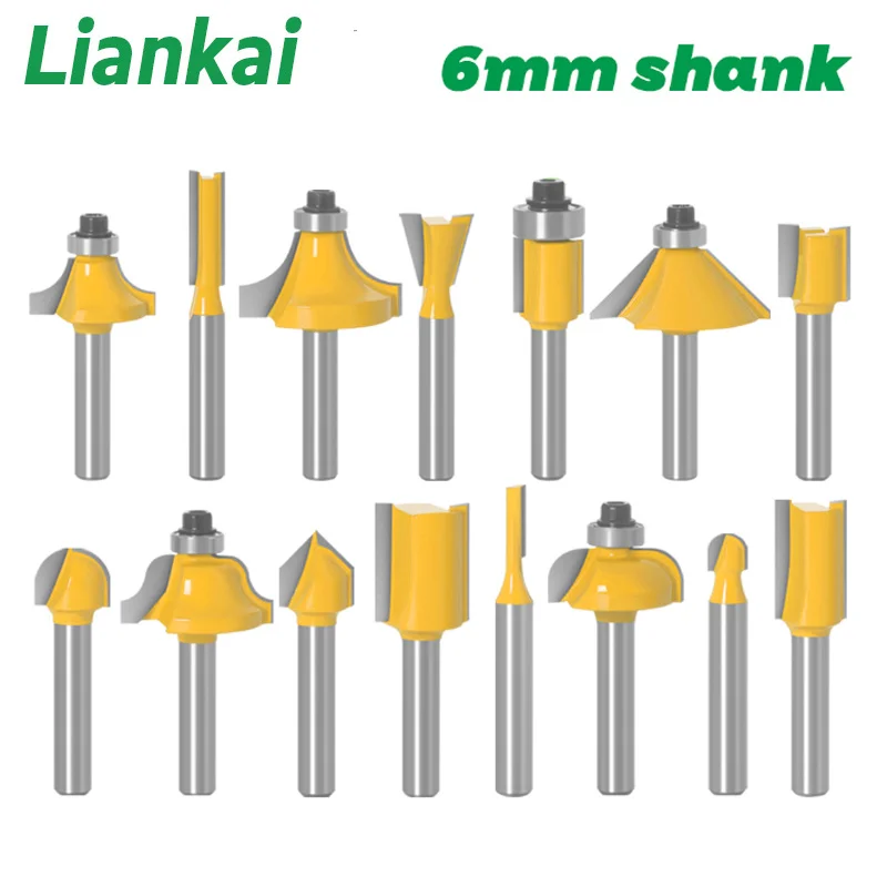 Liankai-1pc-6mm-Shank-Router-Bit-Straight-T-Bit-V-Flush-Trimming ...