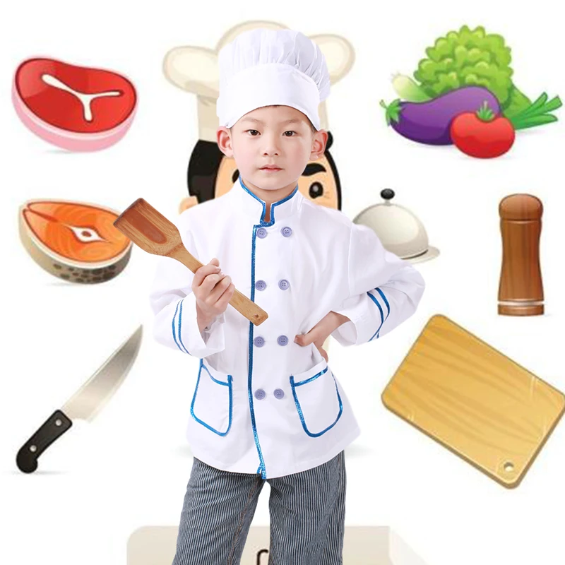 White Chef Costumes For Kids Cook Costumes Uniform Cosplay For Kids ...
