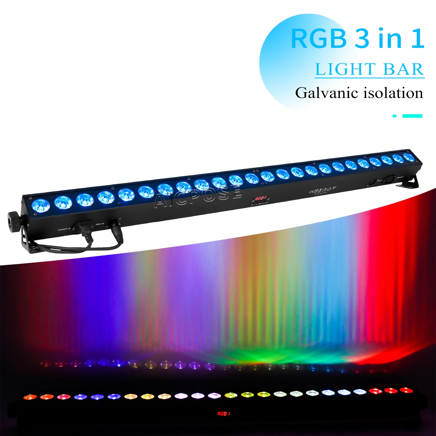 24x3W RGB 3 in 1 LED Wall Washer Strip Light DMX Control Indoor Flow ...