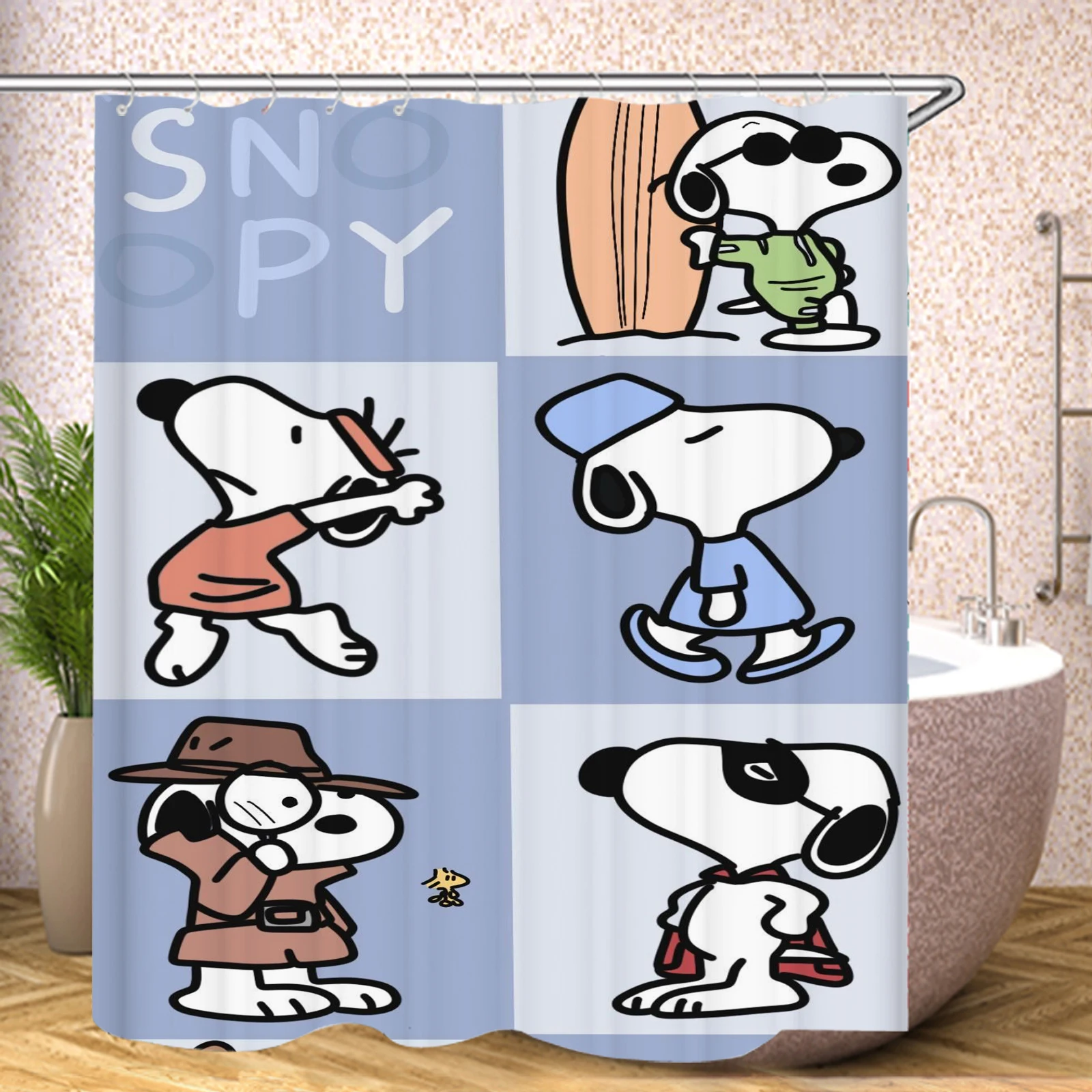 Snoopy-Bathroom-Decorations-And-Accessories-Curtains-For-Shower-Bath ...