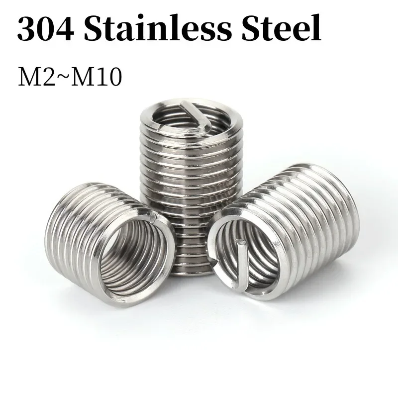 10-50-100pcs-M2M3M6M8M10-Thread-Insert-304Stainless-Steel-Wire-Screw ...