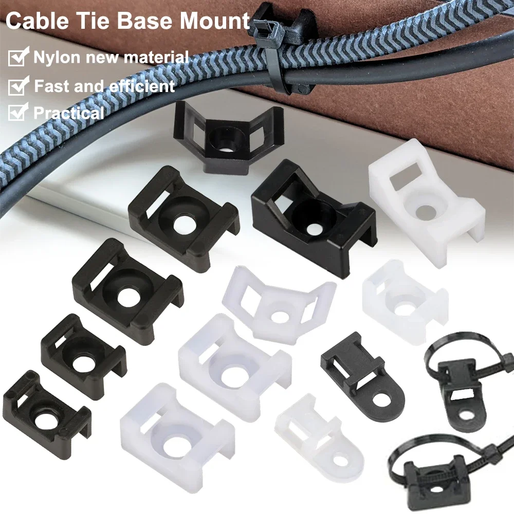 100pcs Cable Tie Mounts Seat Fixed Seat Wire Buddle Saddle Type Plastic ...