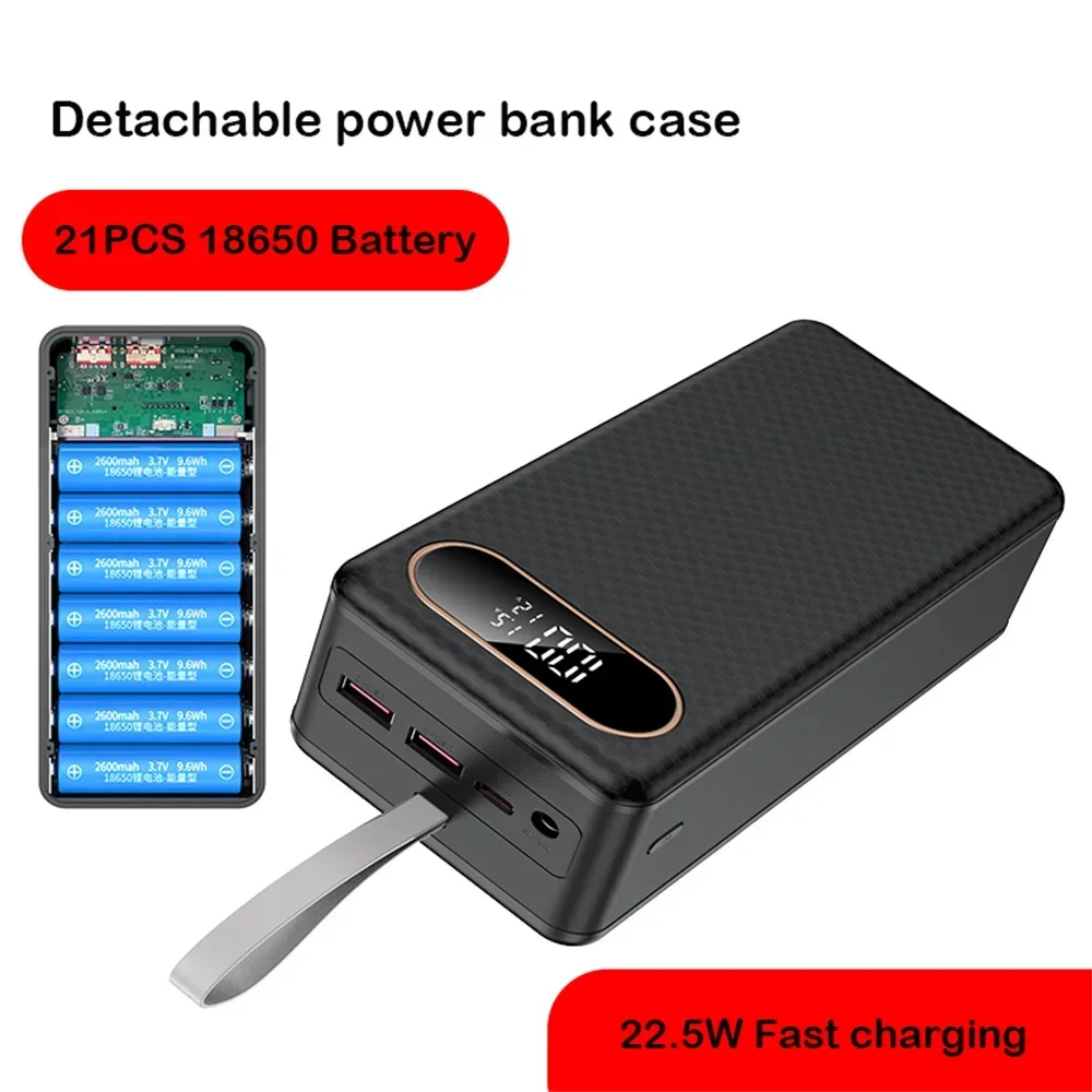 21 18650 Battery 22.5W Power Bank Case Battery Storage Box C21 ...
