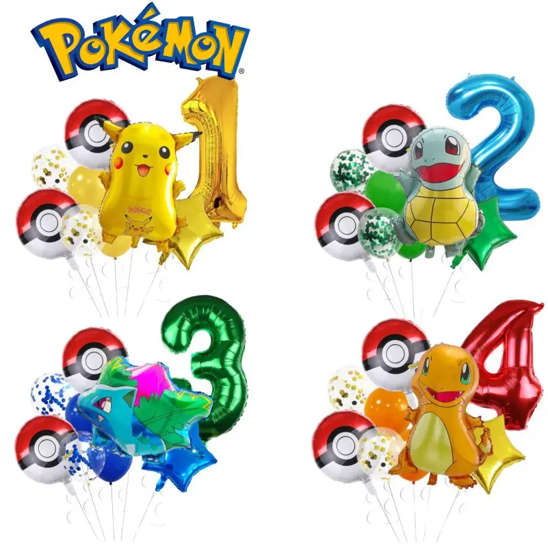 9pcs Pokemon Pikachu Balloon Party Decoration Supplies Charmander ...