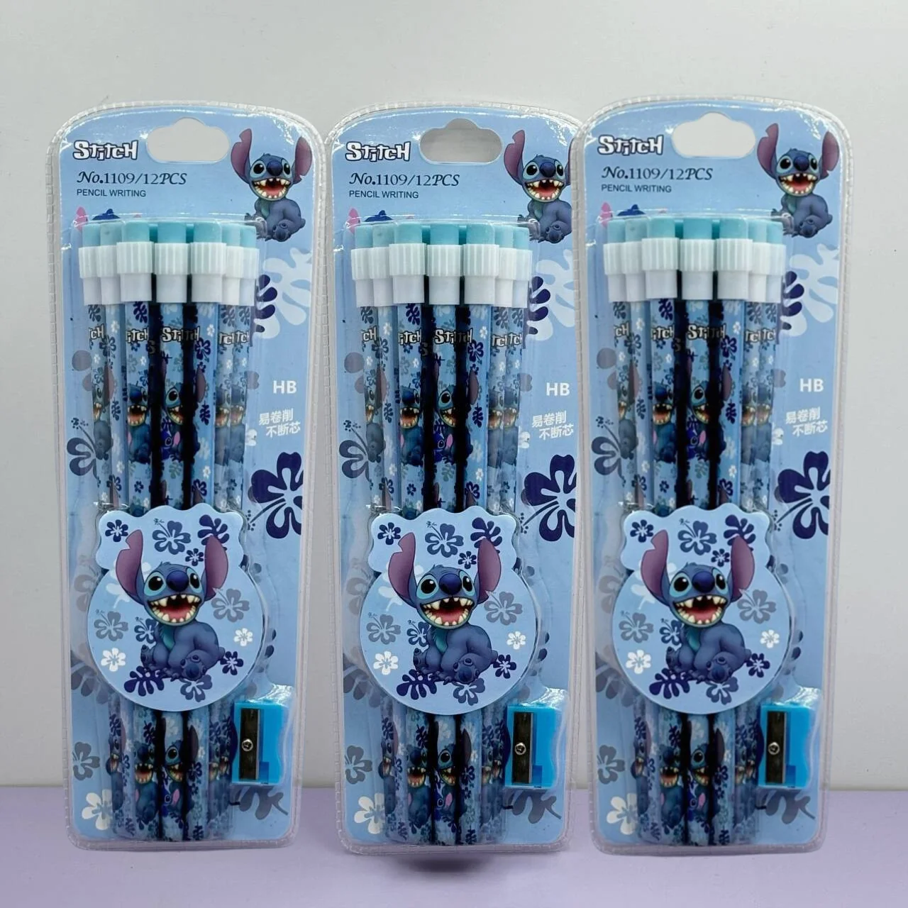Disney Stitch Figures Children's Pencil With Eraser Pencil Sharpener ...