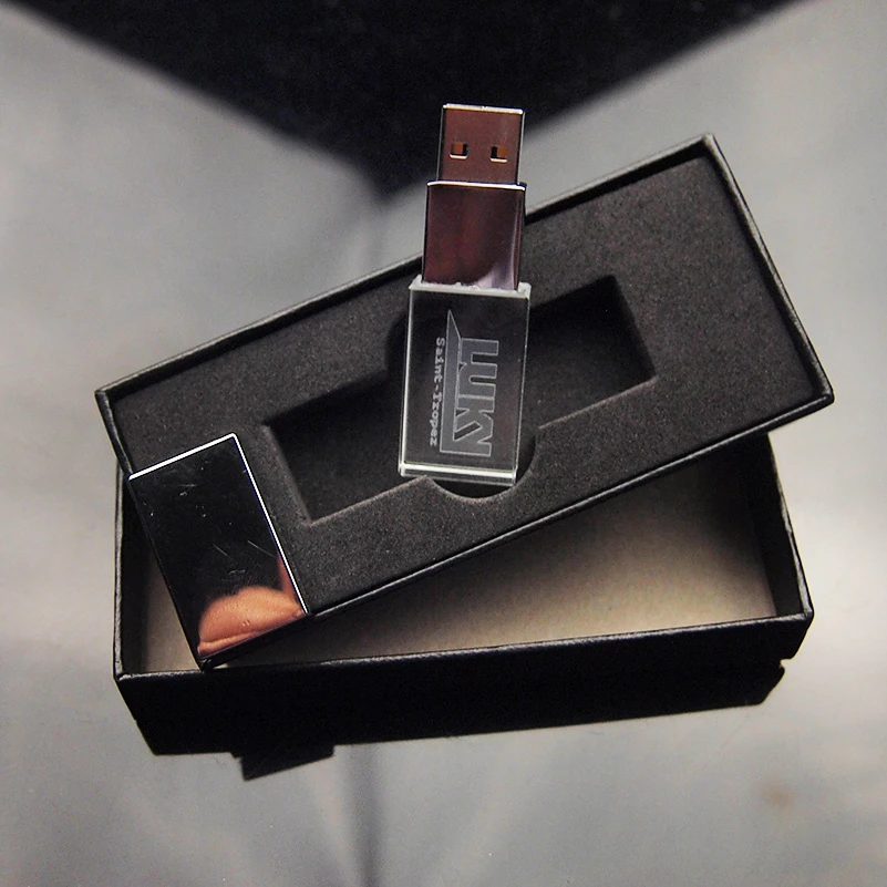 Transparent Glass Usb For Car Logo pen drive 4GB 8GB 16GB 32GB 64GB LED Light Crystal USB Flash ...