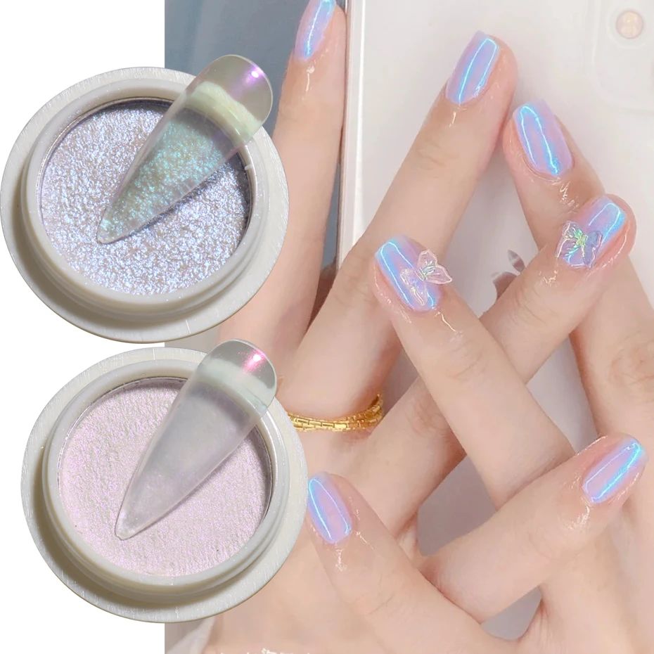 Solid Pearl Nail Glitter Aurora Powders For Nails Neon Shimmer Mermaid