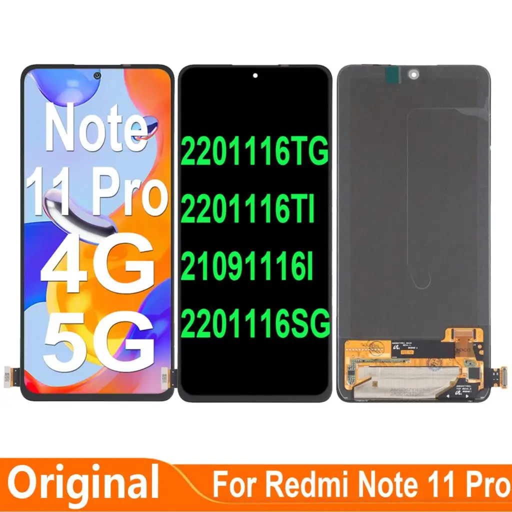AMOLED-Original-Para-Xiaomi-Redmi-Note-11-Pro-4G-5G-2201116TG-21091116I-2201116SG-LCD-Display ...