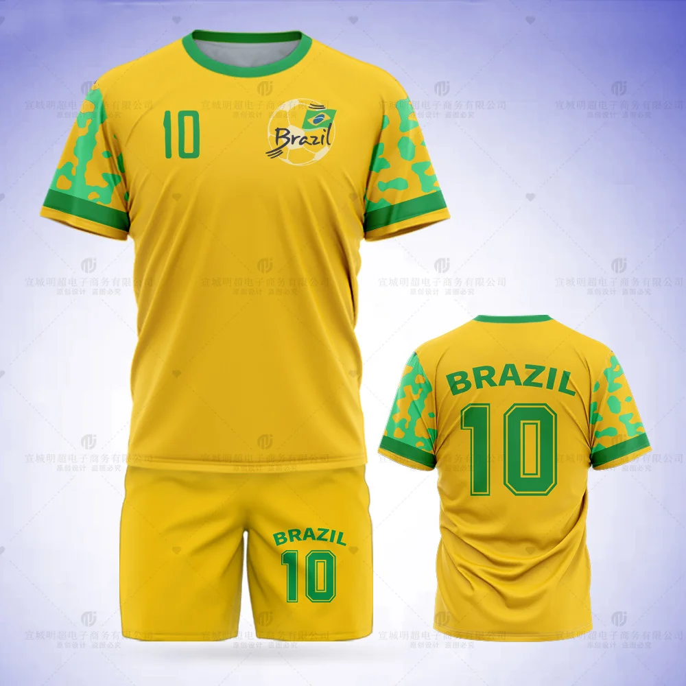 Football Uniform T-shirt Shorts | Clothing Brazil Football Team - New ...