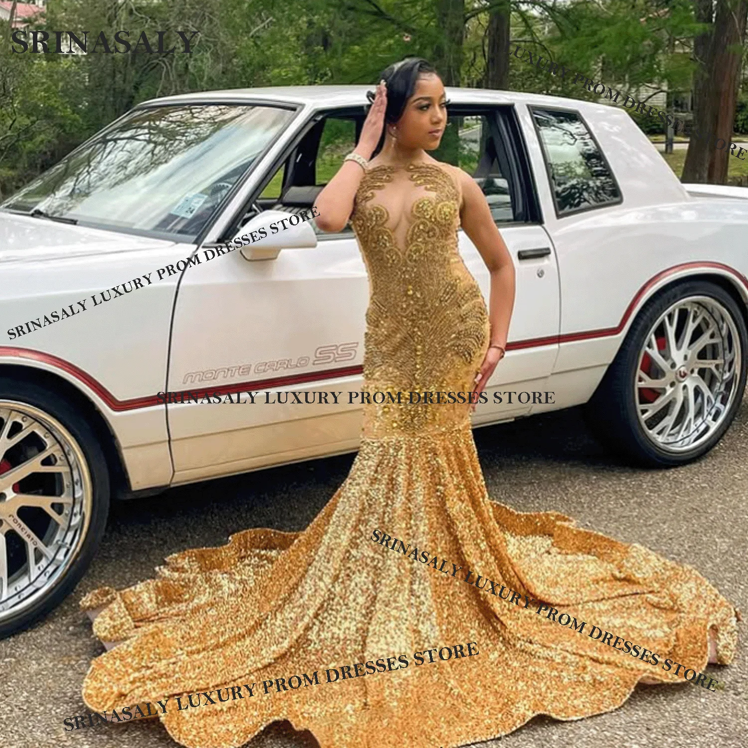 African Exquisite Aso Ebi Mermaid Prom Dresses beauty Girl Diamond ...
