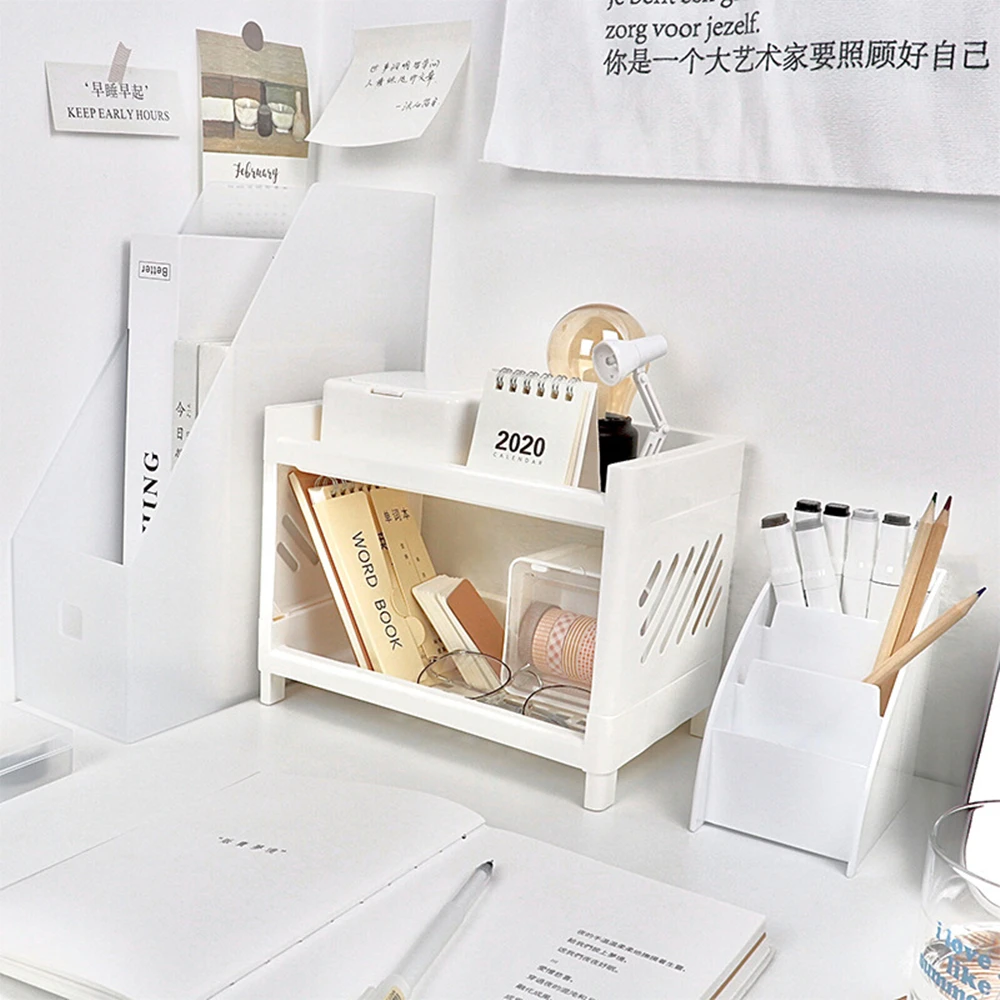 Double-layer-Desk-Organizer-Rack-Stationary-Container-Sundries-Stand ...