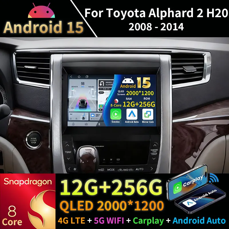 Android 15 Car Radio For Toyota Alphard 2 H20 2008 - 2014 Wireless ...