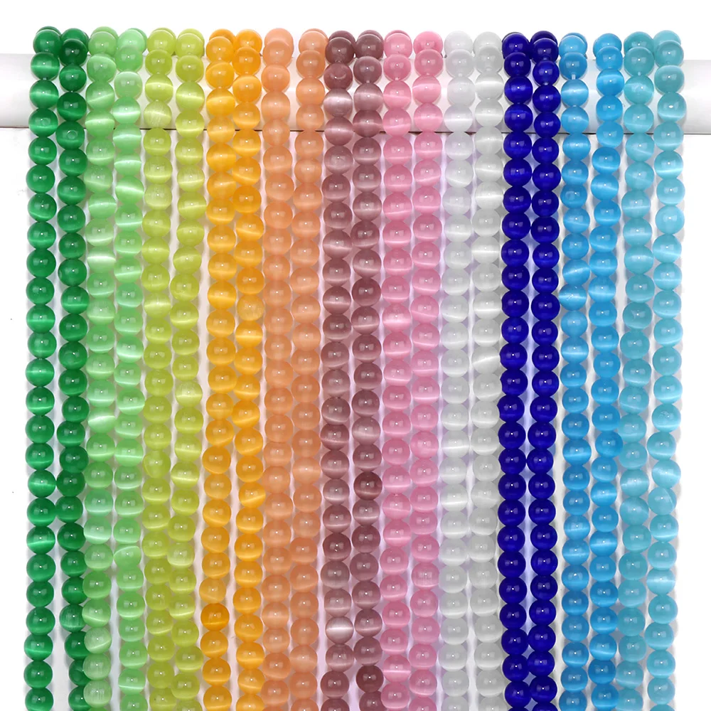 AAA+ Quality Colorful Cat Eye Beads Glass String Loose Spacer Opal DIY ...