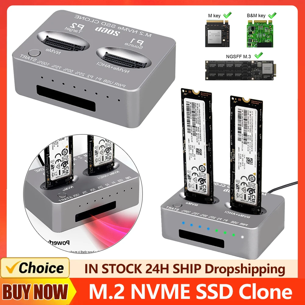 NVME-Docking-Station-Gen2X-20Gbps-Dual-Bay-M-2-NVME-SSD-Clone-USB3-2 ...