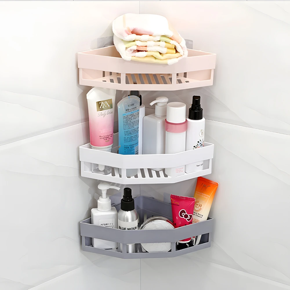 Wall-Mounted-Storage-Basket-Corner-Shelf-Shampoo-Holder-Shower-Shelves ...
