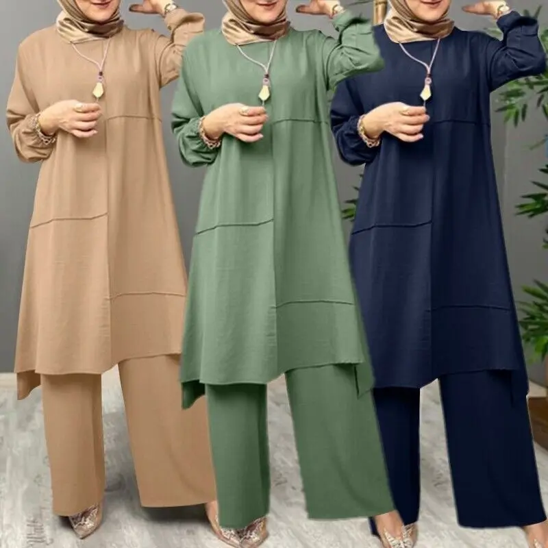 Musulman-Islamique-Femmes-Abaya-Kaftan-Casual-Chemises-Manches-sulfY ...