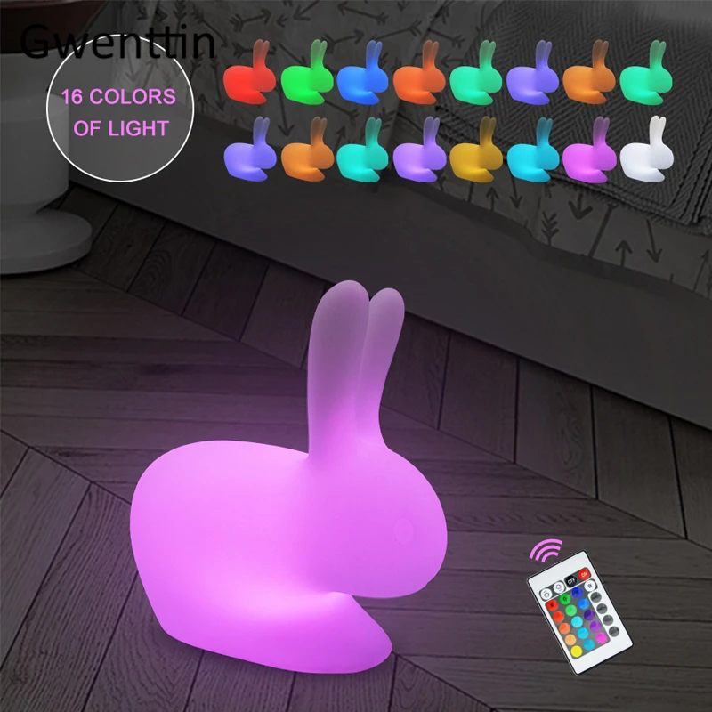 Rgb Color Small Rabbit Home Decor Night Lights Led Remote Control Bed ...