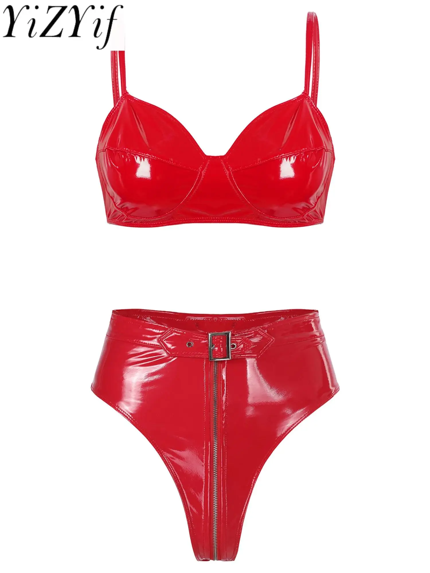 Womens Wet Look Patent Leather Clubwear Sexy Intimates Lingerie