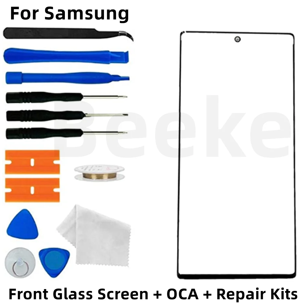Front Glass Screen + OCA For Samsung Galaxy S23 S22 S21 S20 S10 S9 Plus Lite Note 9 10 20 Ultra ...