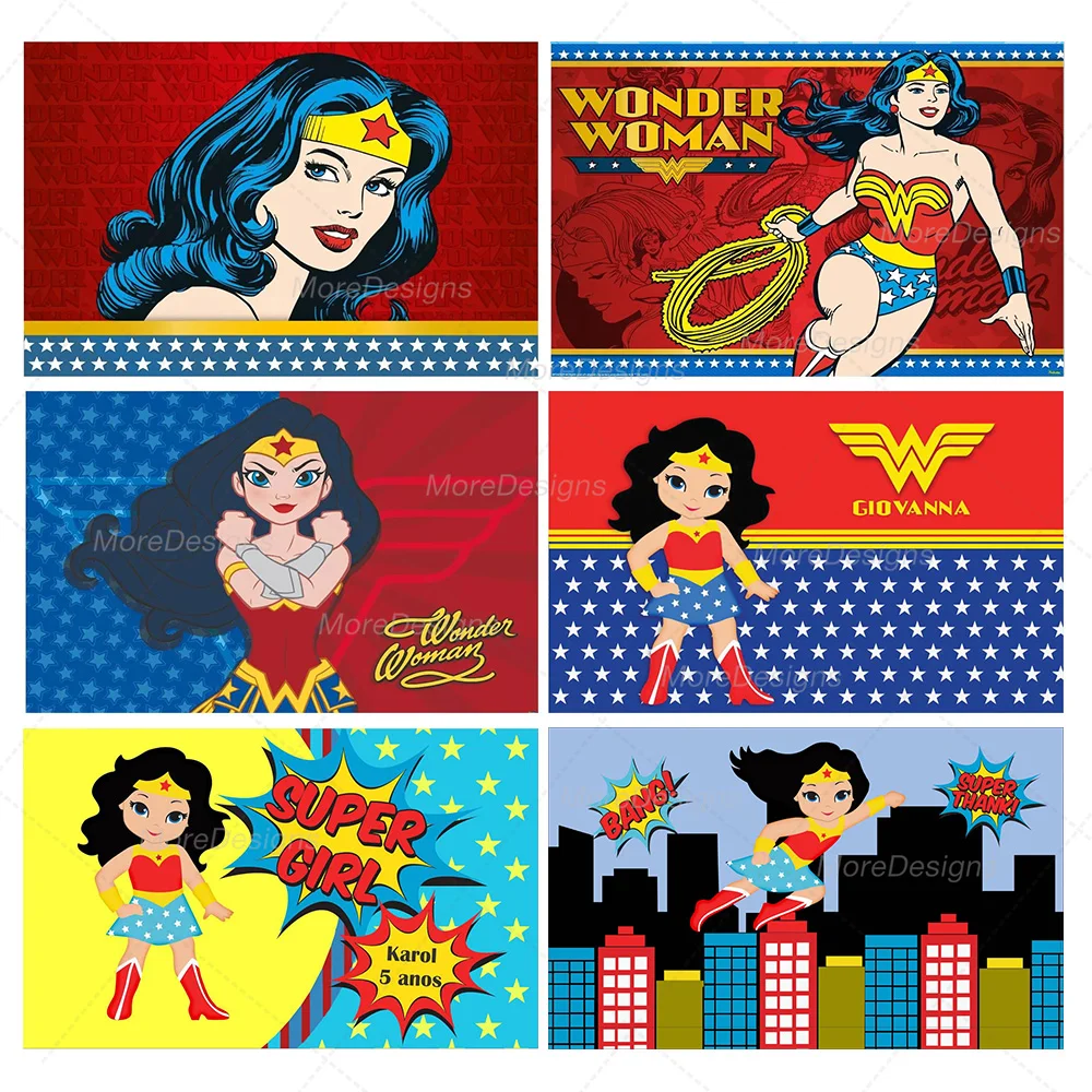Dc-Wonder-Woman-Photo-Backdrop-Girls-Birthday-Party-Heroine-City-Knight ...