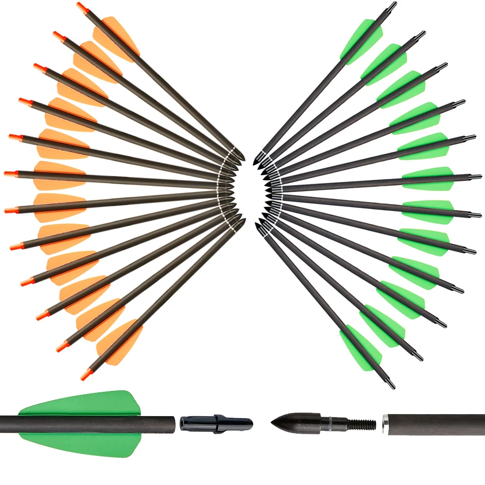 Carbon-Crossbow-Arrow-Bolts-7-5-15-Inch-Archery-Arrows-with-2-Vanes ...