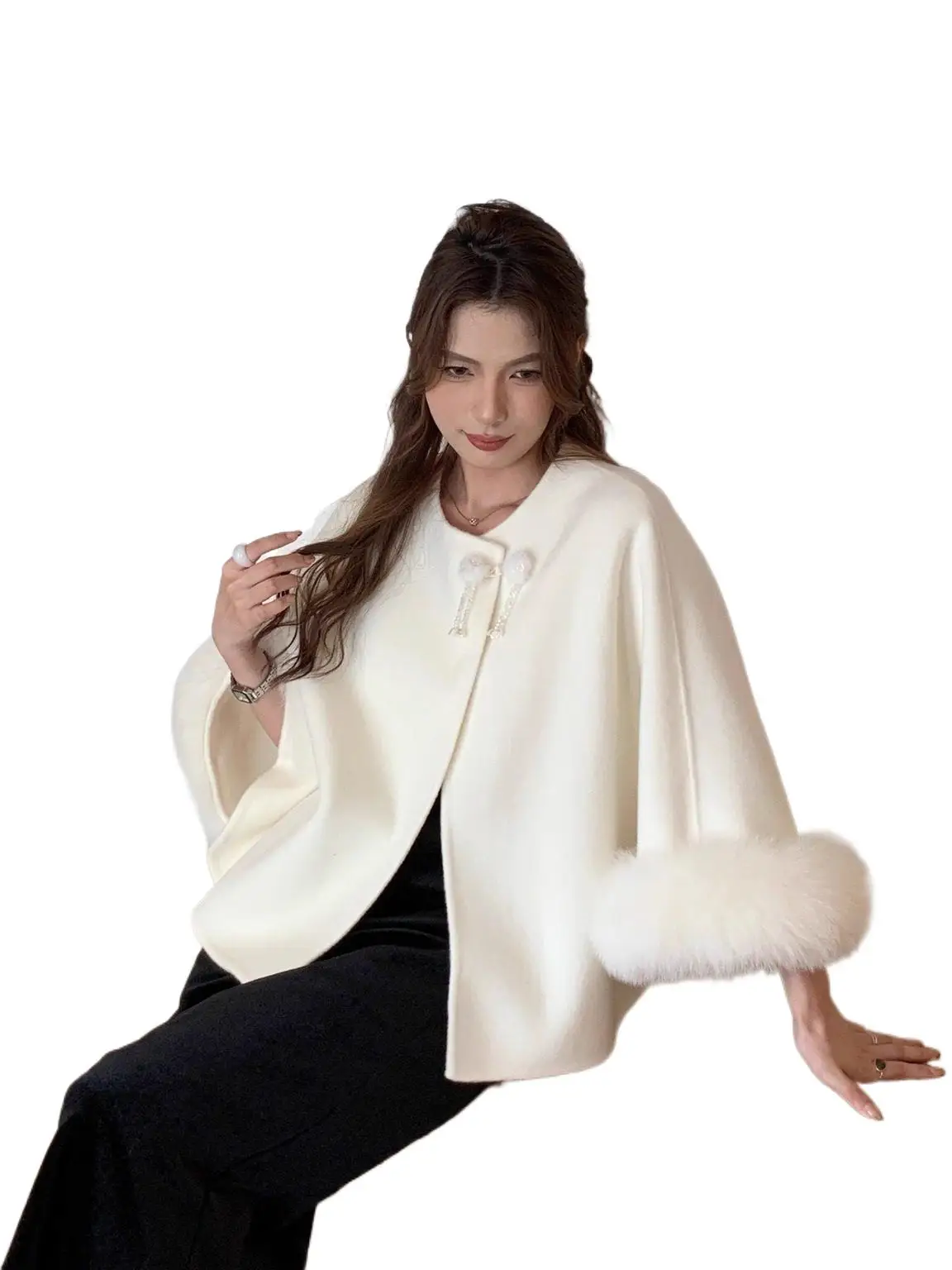 "Jiao Qiao Qian Jin 2025 Autumn/Winter New Fox Fur Short Double-sided ...