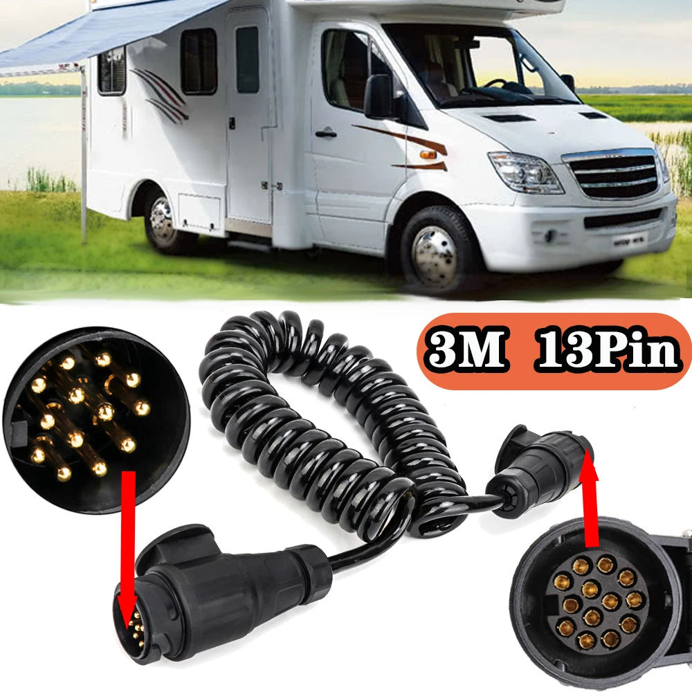 13-Pin-Plug-And-13-Pin-Socket-Trailer-Plug-With-Spring-Cable-300Cm ...