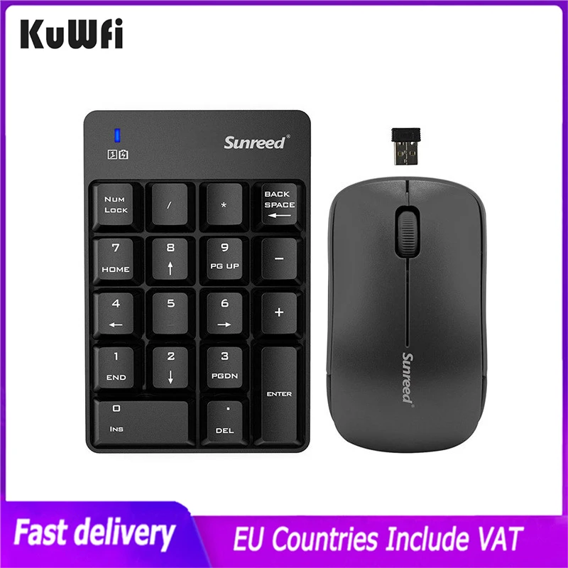 Kuwfi notebook teclado digital sem fio mouse conjunto sem interruptor ...